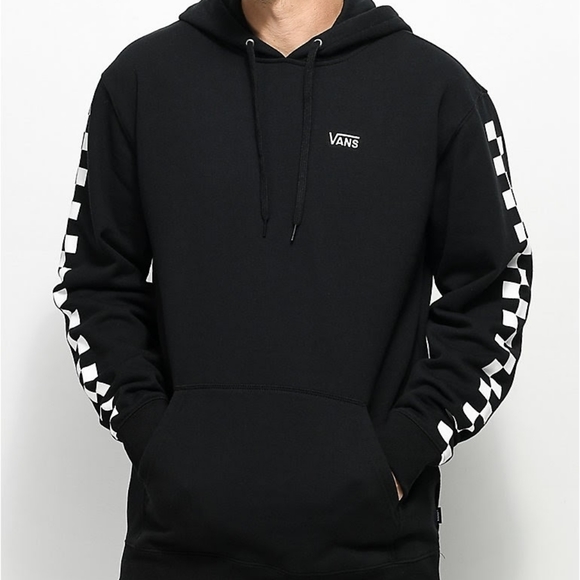 Vans | Shirts | Vans Checker Pullover Hoodie Sweatshirt Mens Black ...